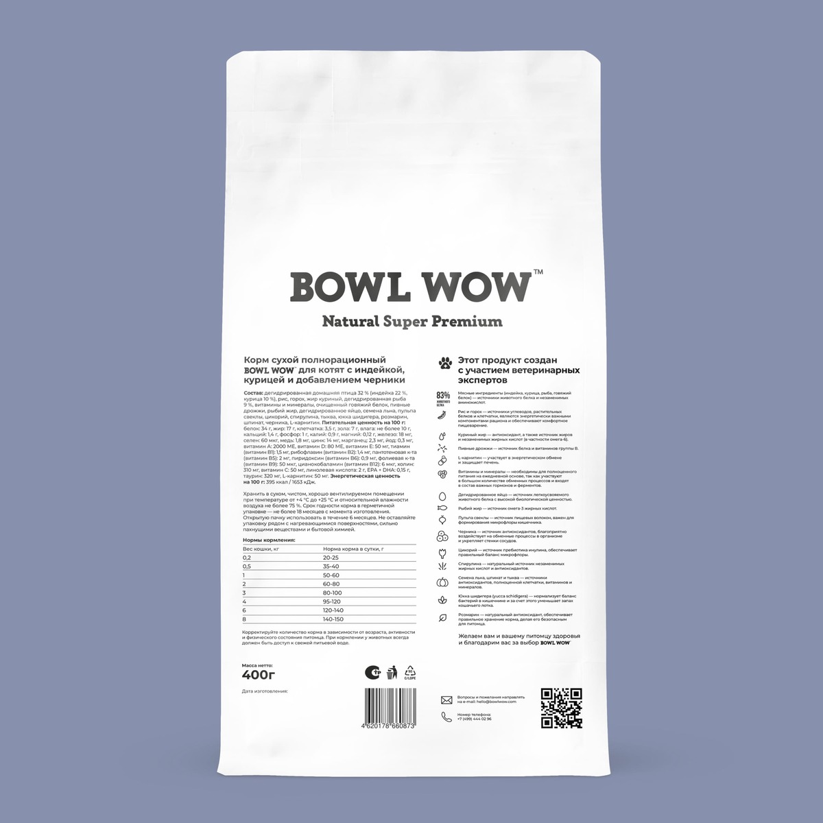 Bowl Wow Kitten Индейка/Курица/Черника для котят по цене от 651 рубль - купить с доставкой по ...